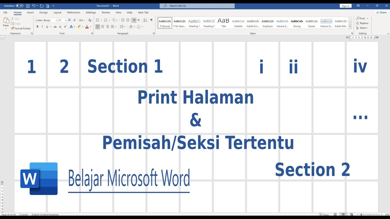 Cara Print Halaman dan Pemisah Seksi Tertentu Pada Microsoft Word - YouTube