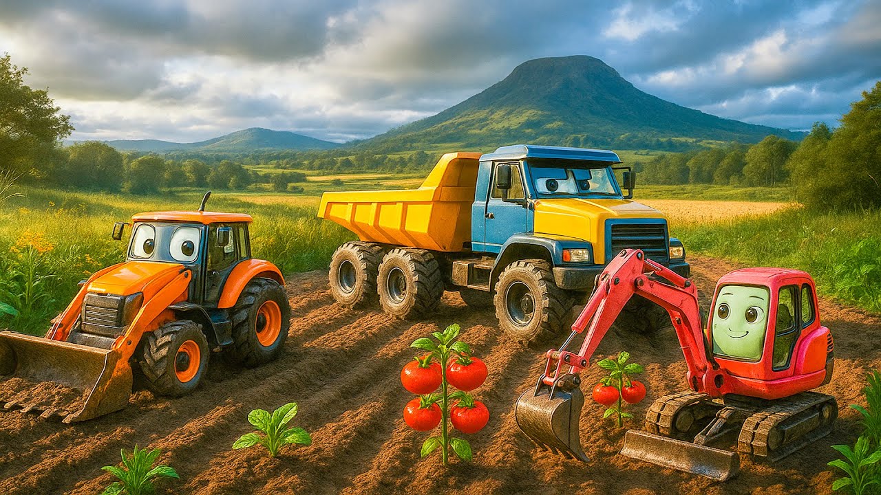 👩‍🌾Farm Work Time! Blaze the Tractor & Pixie the Excavator Pick ...