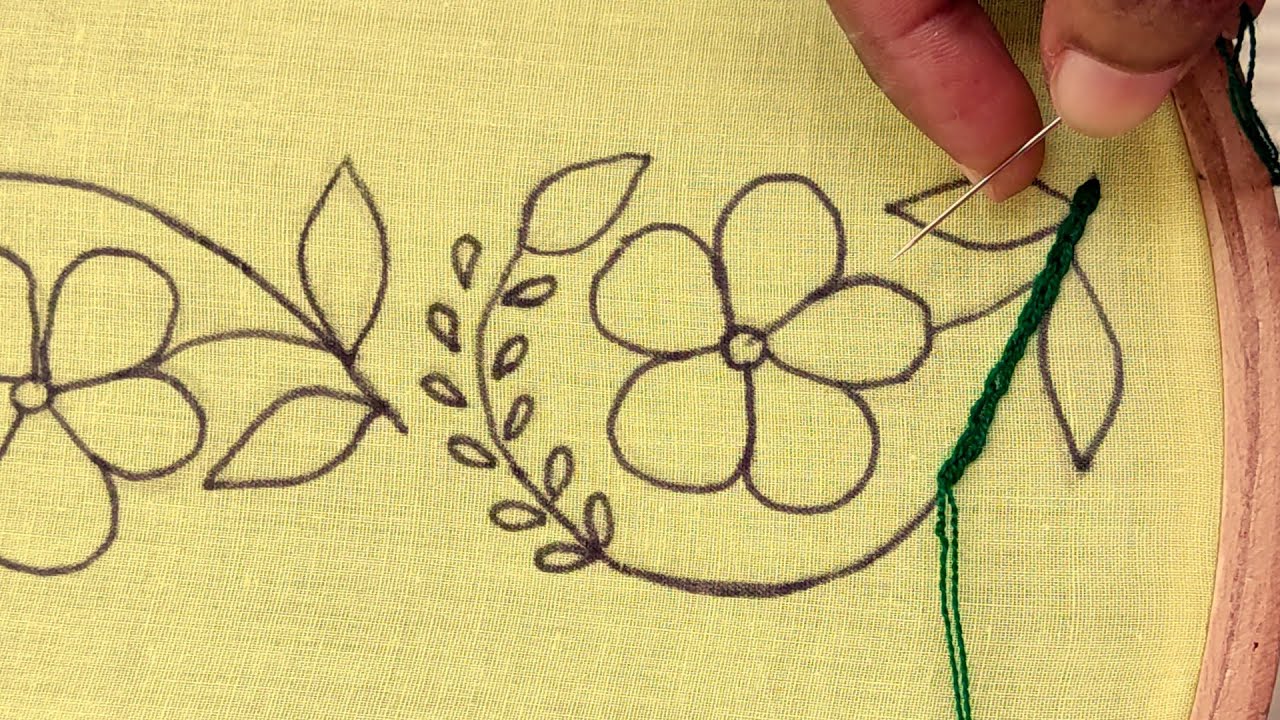 Hand embroidery border line design stitch,So simple embroidery - YouTube