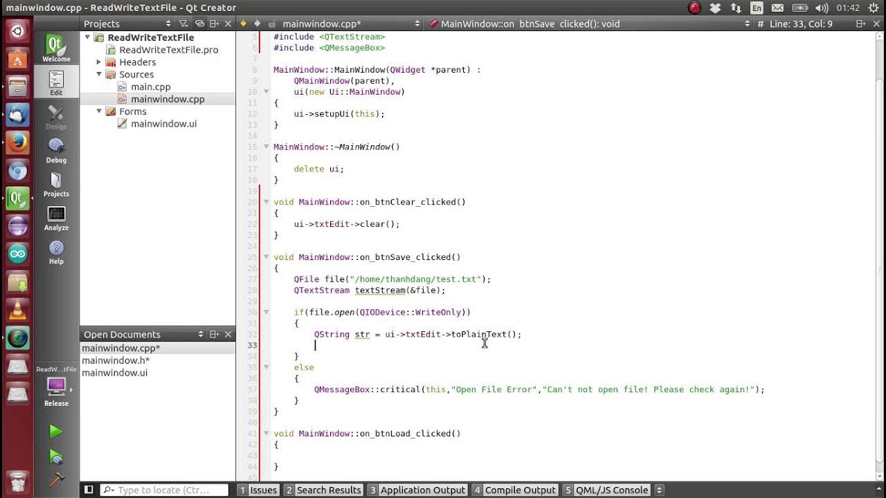 Linux Qt5 C++ Bài 15: Đọc/ghi text file bằng QFile và QTextStream - YouTube