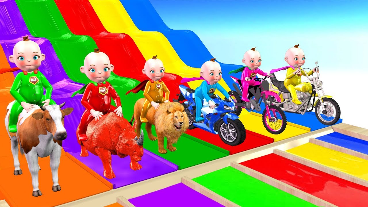 Funny Baby Ride On Wild Animals Motorbike Toys Giant Water Slide For ...