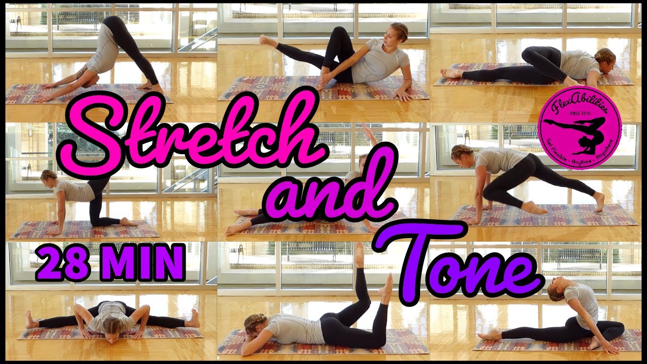 28 MIN STRETCH and TONE Elite Rhythmic Gymnast Style - YouTube