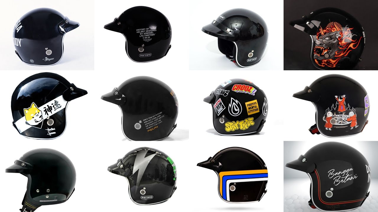 REKOMENDASI 12 HELM RETRO HALF FACE BRAND LOKAL WARNA HITAM (UNDER 400K ...