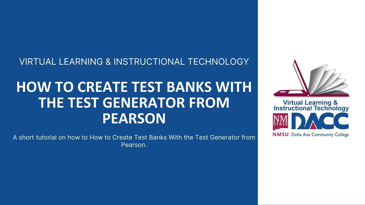 How to Create Test Banks With the Test Generator from Pearson - YouTube