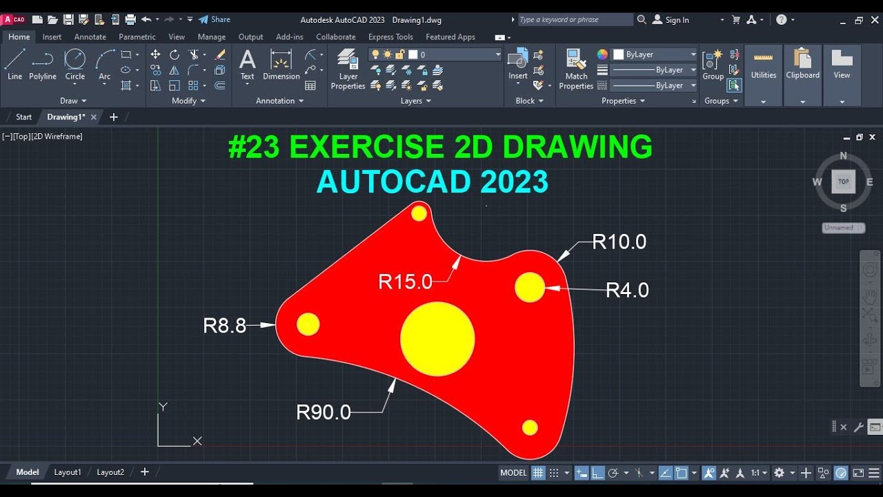 AutoCAD 2D Exercise 23 YouTube autocad-2d-exercise-23-youtube