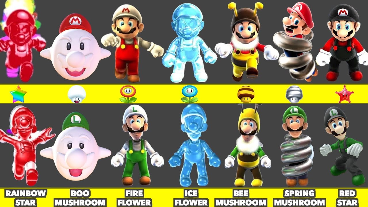 Evolution of Mario & Luigi Power-ups and Transformation Graphics In ...