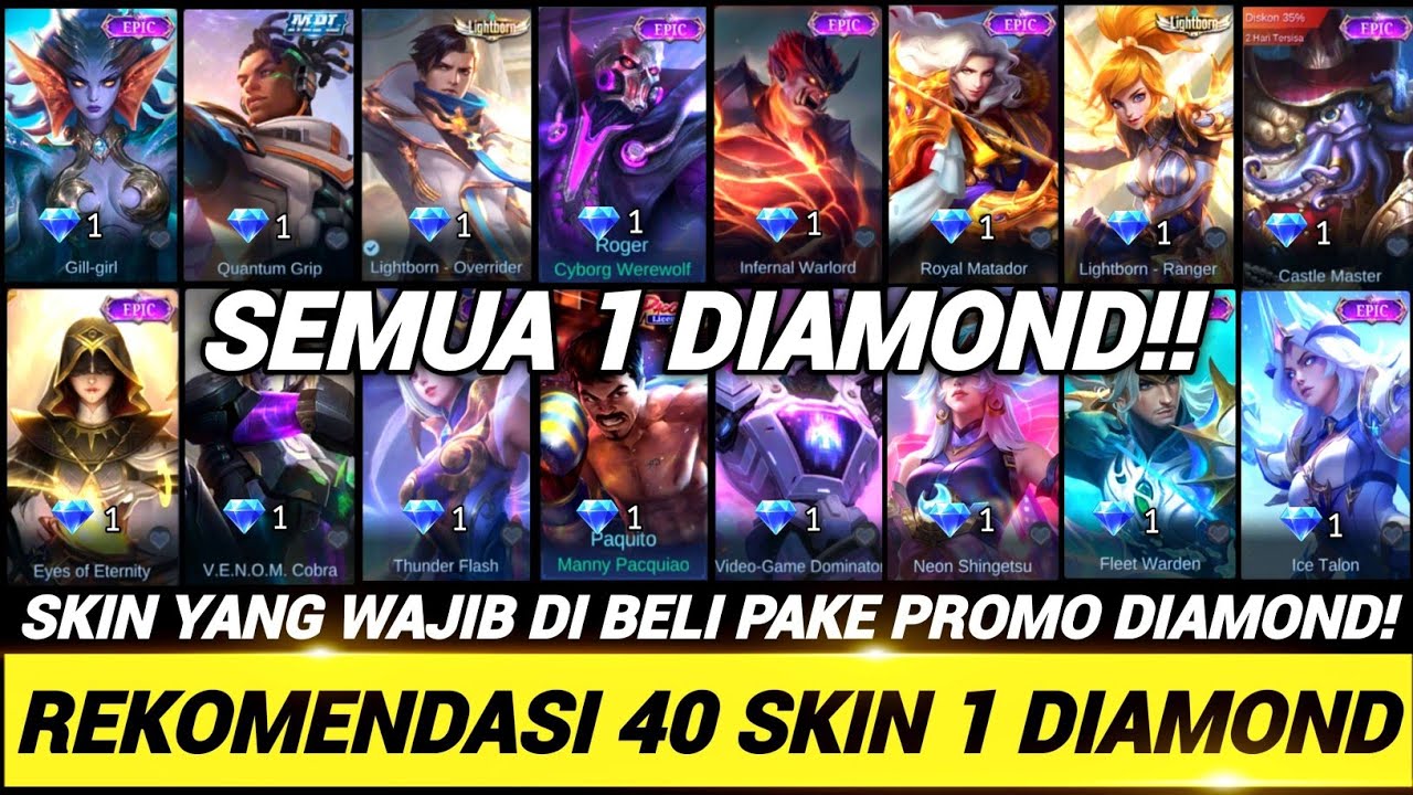 REKOMENDASI 40 SKIN YANG WAJIB DI BELI PAKAI PROMO DIAMOND !! BELI SKIN ...