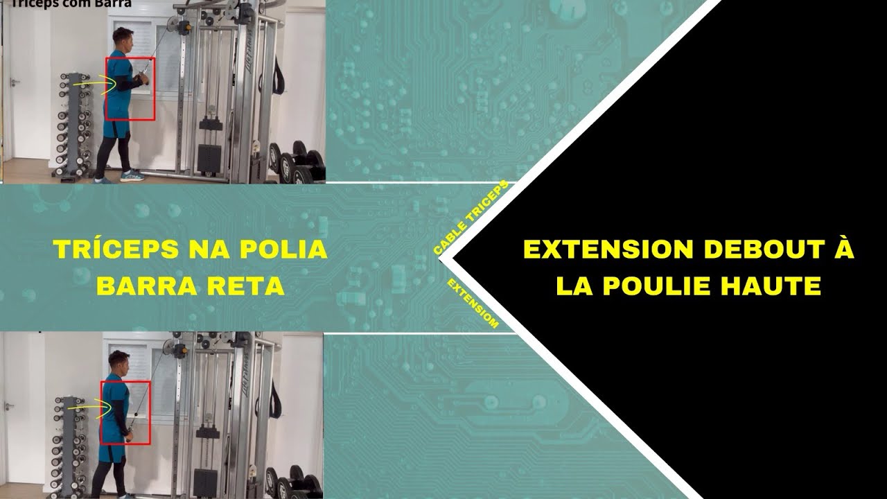 Tríceps na polia barra reta - Extension debout à la poulie haute - YouTube