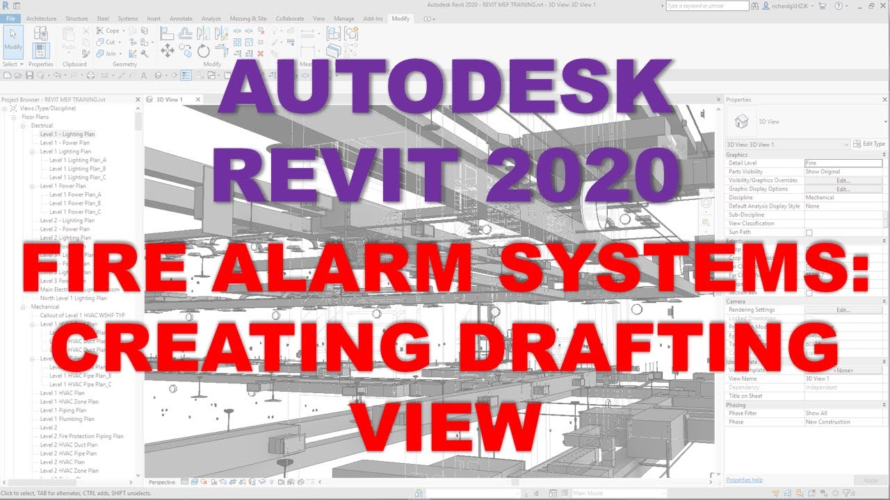 FIRE ALARM SYSTEM LESSON: CREATING DRAFTING VIEW - YouTube