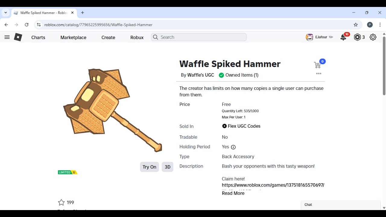 How to get Waffle Spiked Hammer (1000 Stock) - YouTube