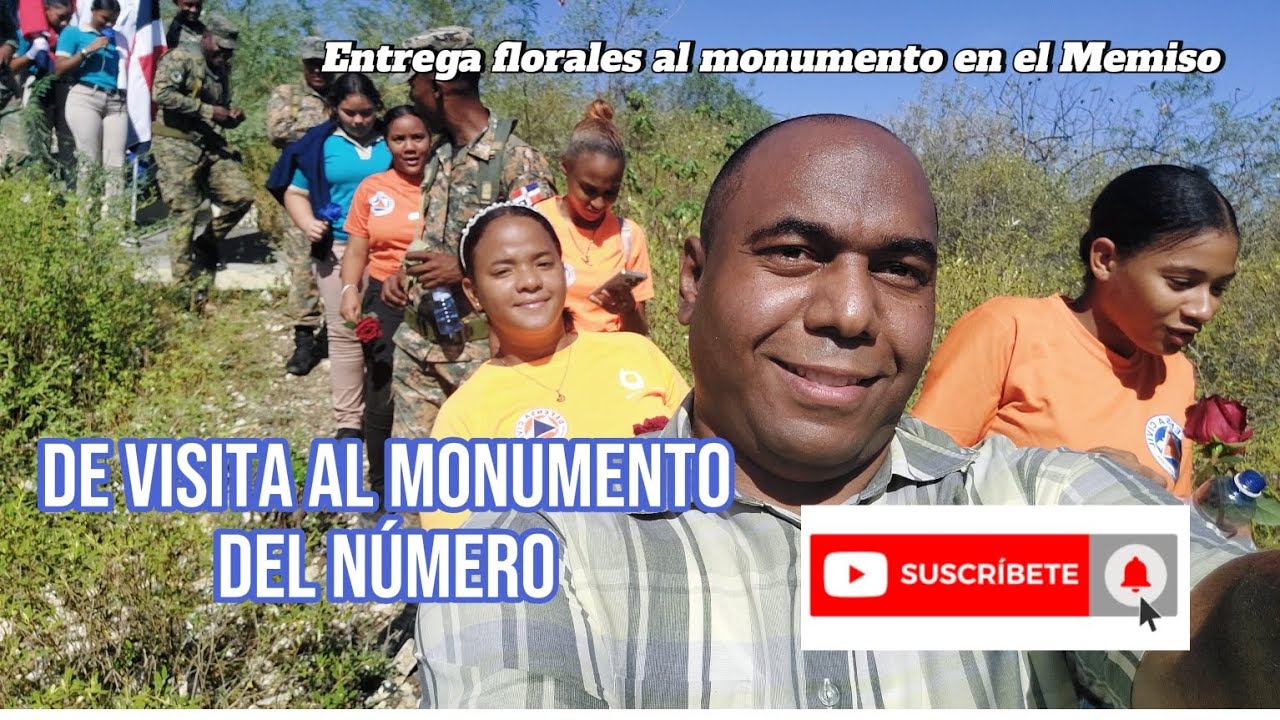 Entrega florales en el monumento del número, El Memiso, Azua R. D ...