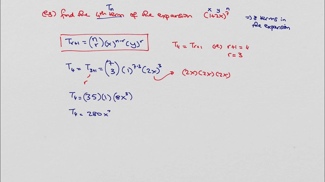 Algebra 1 Binomial Theorem T2 Find a Specific Term - YouTube