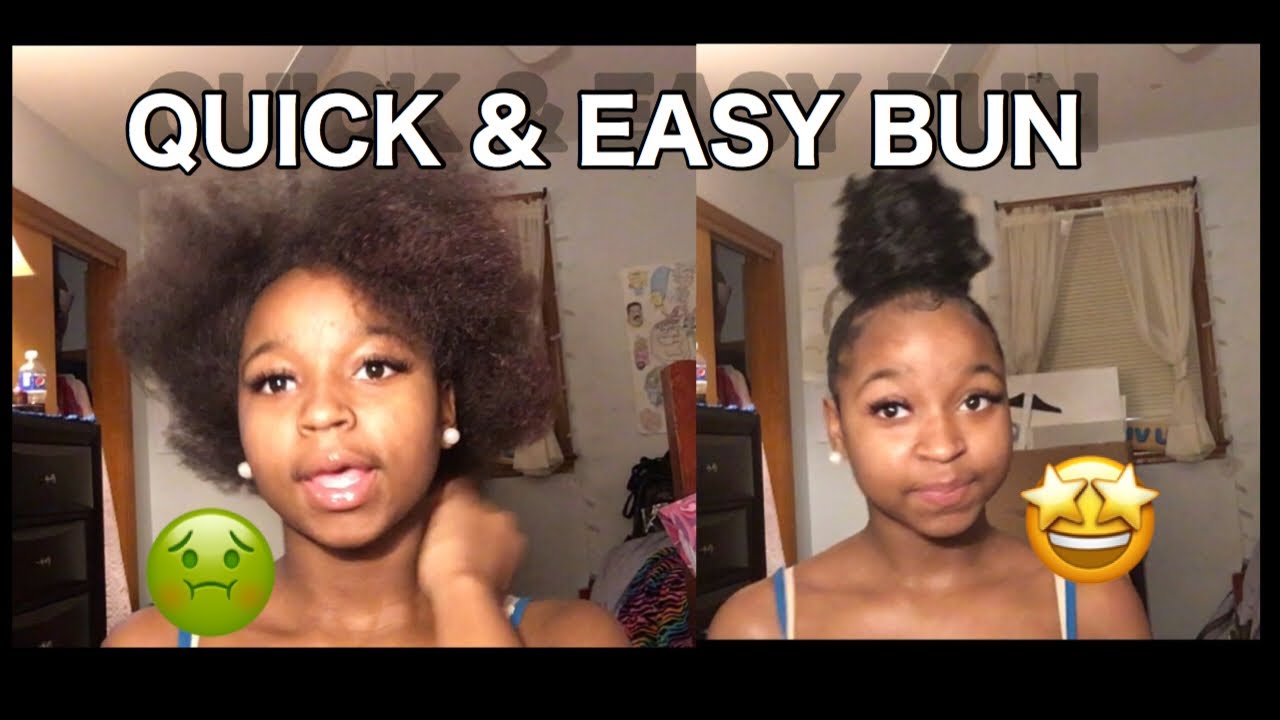 QUICK & EASY BUN + EDGES WITH HAIR ADDED (VERY EASY ) - YouTube