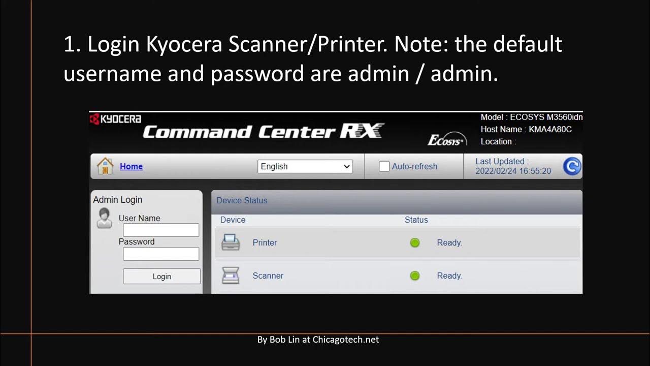 How to setup scan to network folder on Kyocera Scanner - YouTube