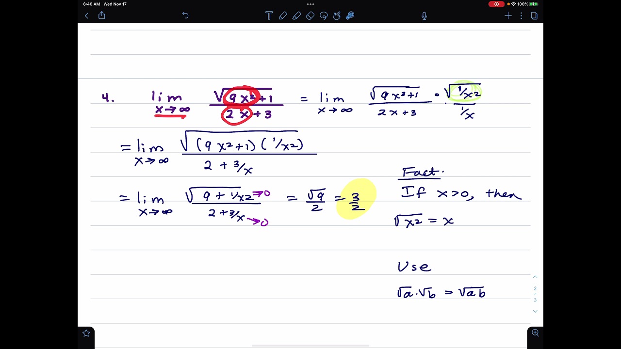 Limits at Infinity of Rational Functions and Functions with a Radical ...
