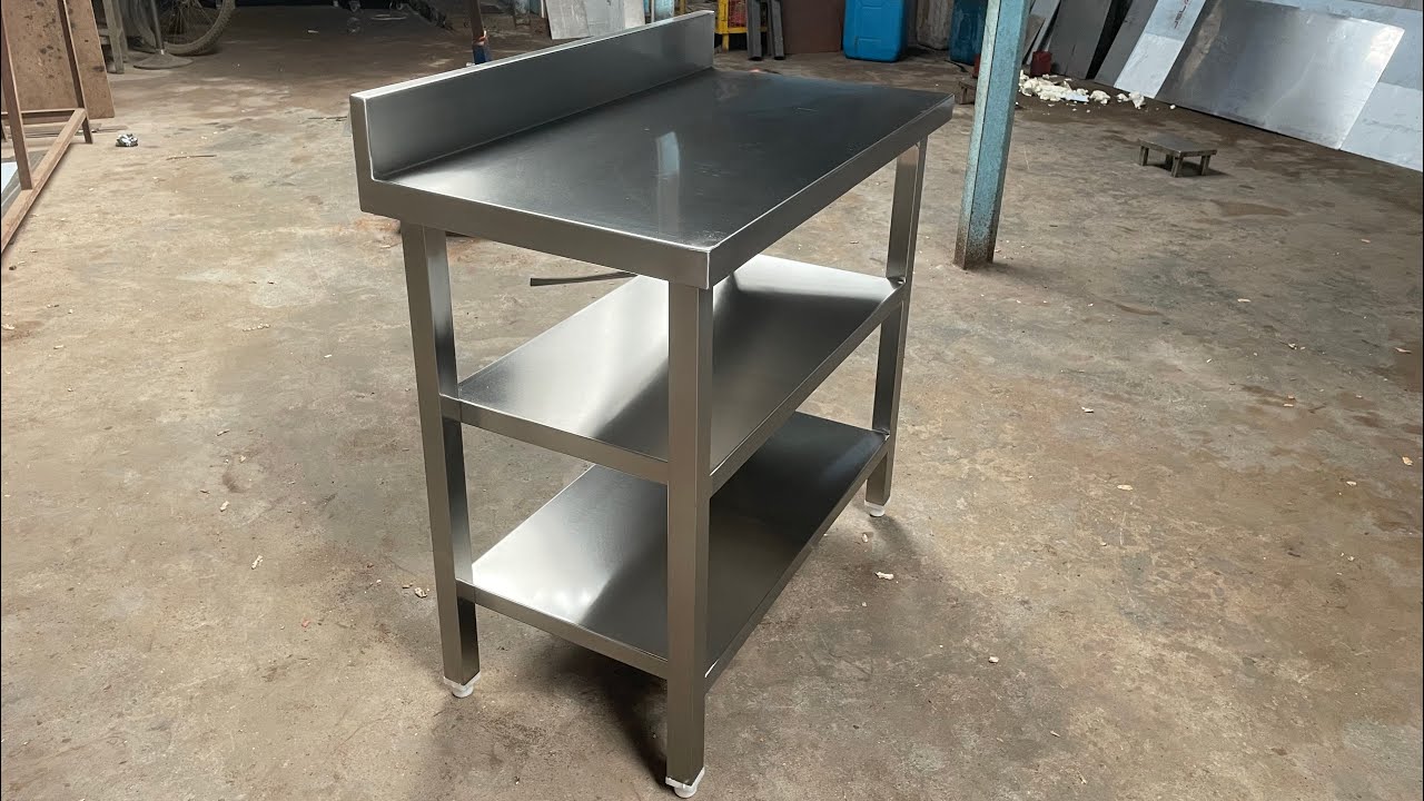 Work table with two under shelf - YouTube