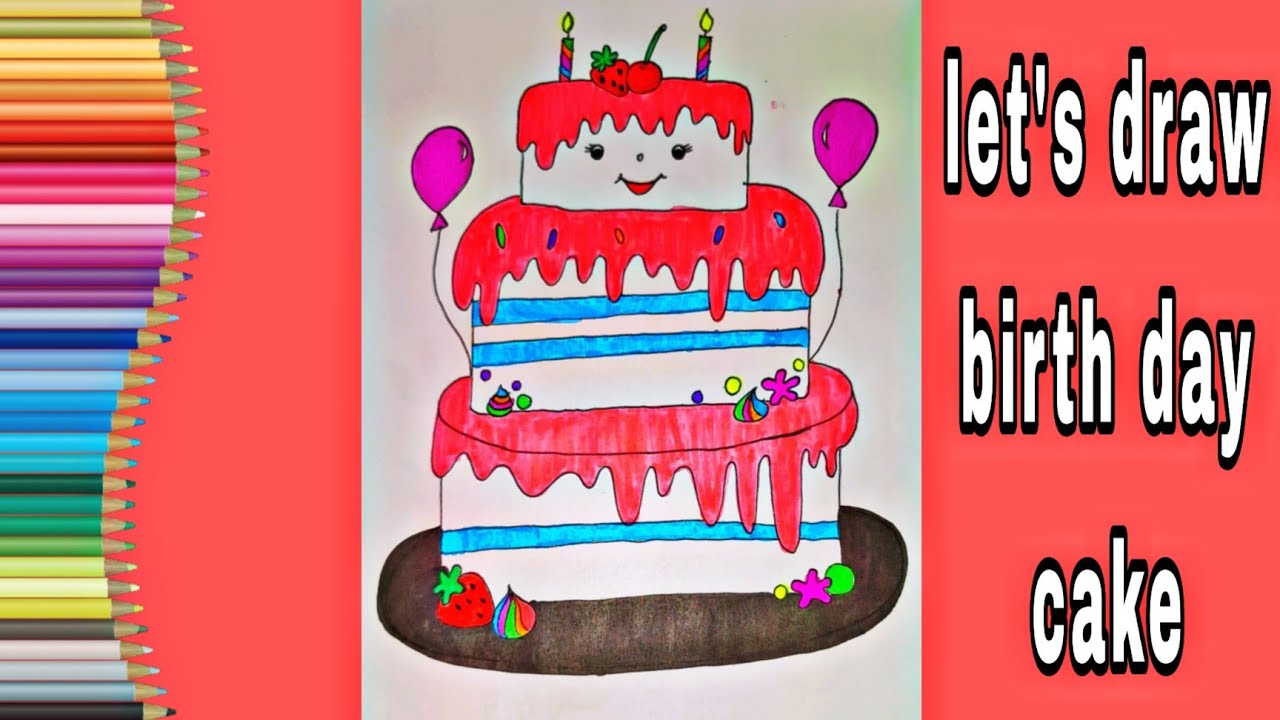 How to draw birth day cake - YouTube