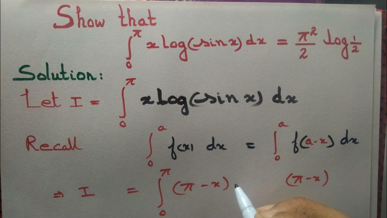 Evaluate the definite integral 0 to pi x log (sin x) dx - YouTube