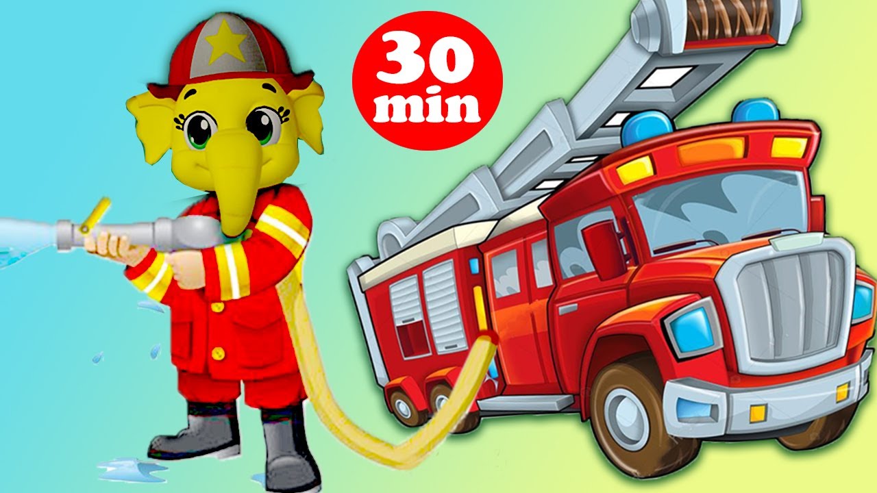 Fire Engine Police Song | Fire Truck Rescue Team + More Nursery Rhymes ...