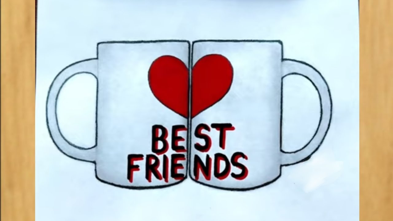 Easy bff drawing | How to draw bast friends drawing | Bast friends ...