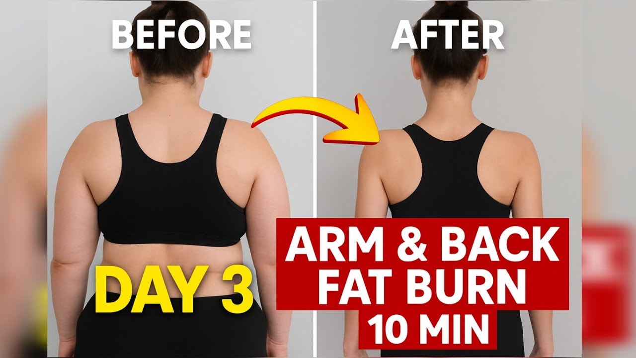 Day 3 | 10 Min Arm & Back Fat Workout at Home |Lose Arm Fat Fast | 30 ...