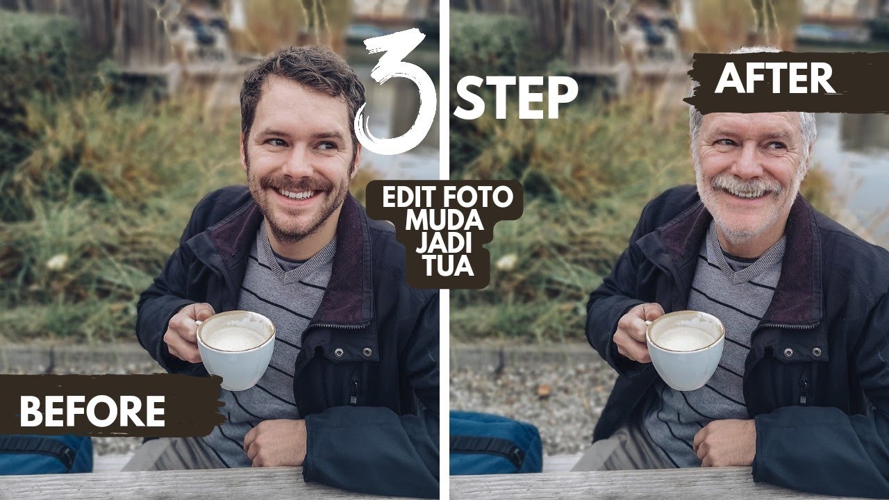 Cara edit foto wajah muda menjadi tua - YouTube