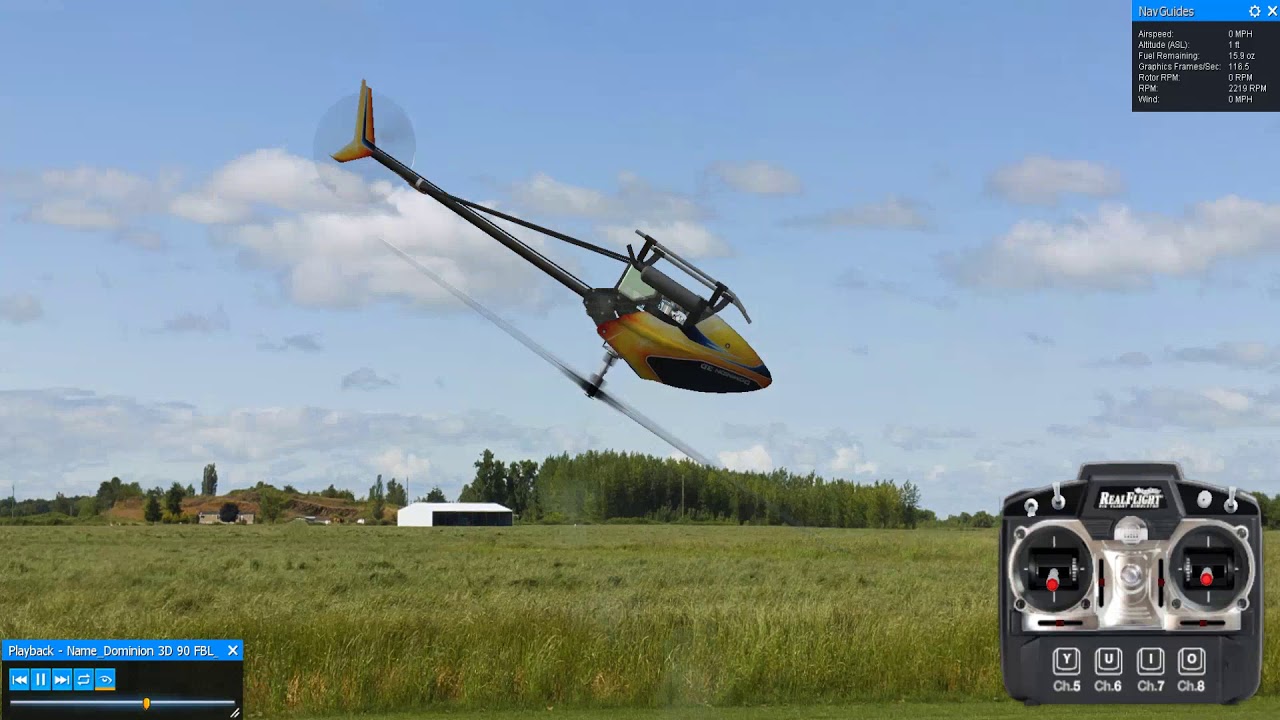 Dominion 3D 90 FBL RealFlight 7.5 Sticks Movement 20/01/2020 - YouTube