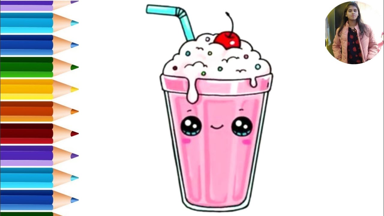 Strawberry milkshake drawing easy @ppdrawingcreation3173 || how to draw ...