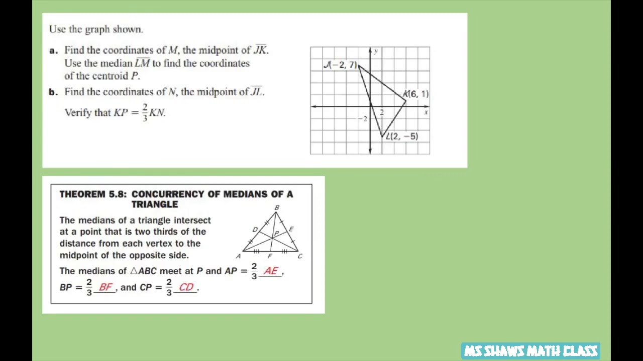 Find the coordinates of the midpoint of triangle to find centroid ...