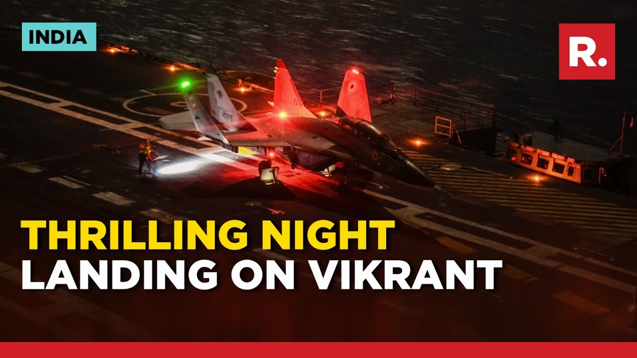 India achieves first ever MiG-29 night landing on INS Vikrant - YouTube