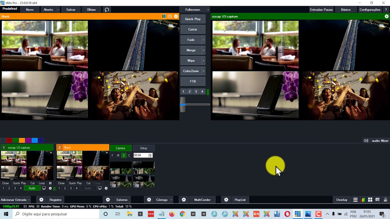Multi-viewer - configurando quatro câmeras independente no vMix - Modo ...