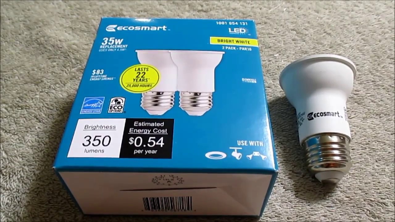 Ecosmart PAR 16 LED lightbulb review - YouTube