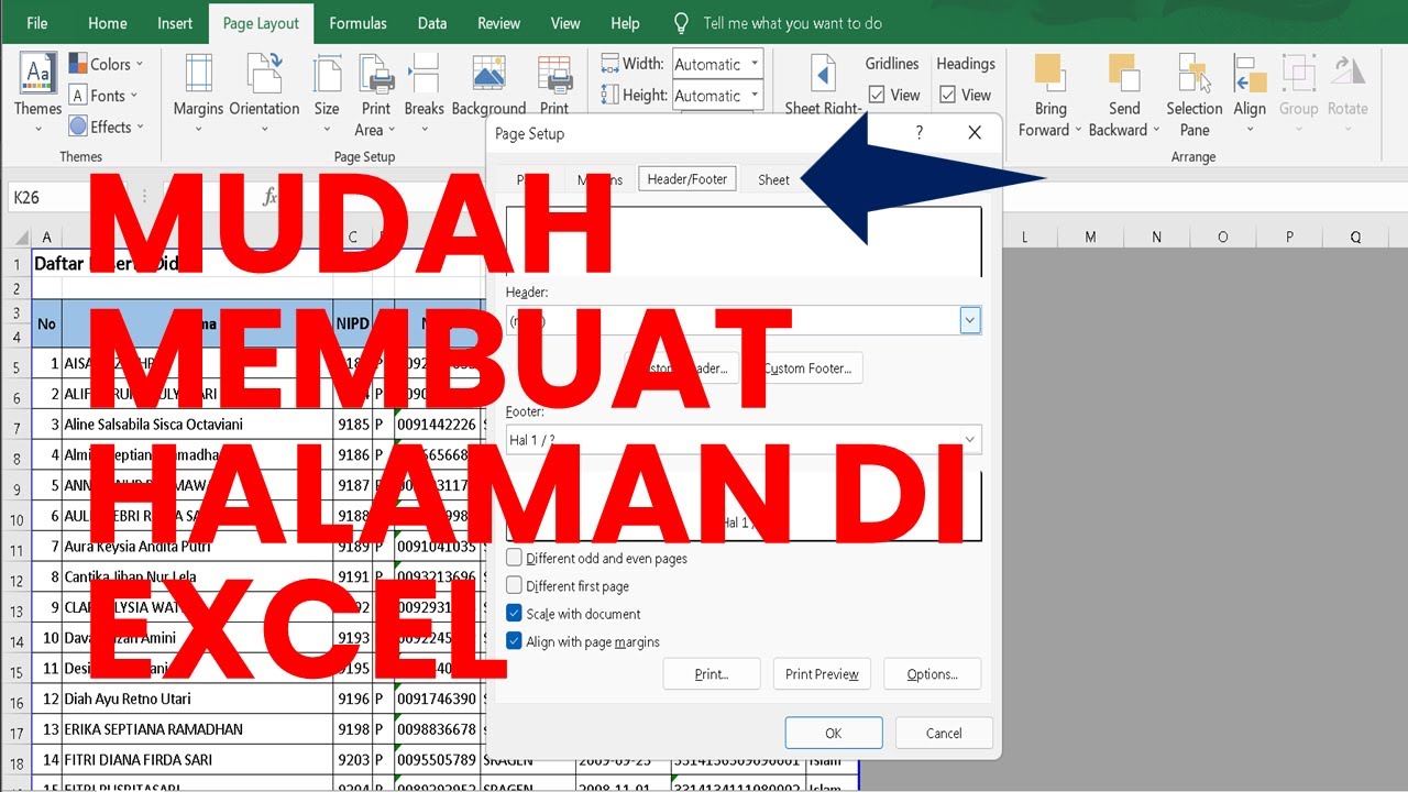 CARA MEMBUAT HALAMAN DI EXCEL || SETTING HALAMAN EXCEL - YouTube