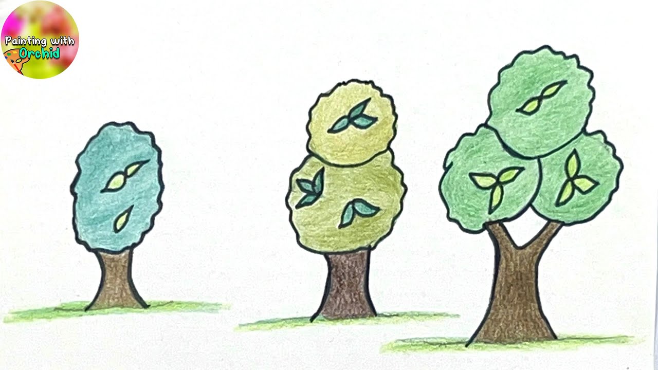 How to draw 3 different Trees ? 3 farklı Ağaç nasıl çizilir? Làm thế ...