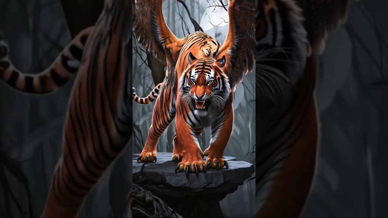 Tiger & Eagle Hybrid Fusion🥵😱 #shorts #fusion #tiger #youtubeshorts #animals #hybrid #animation ...