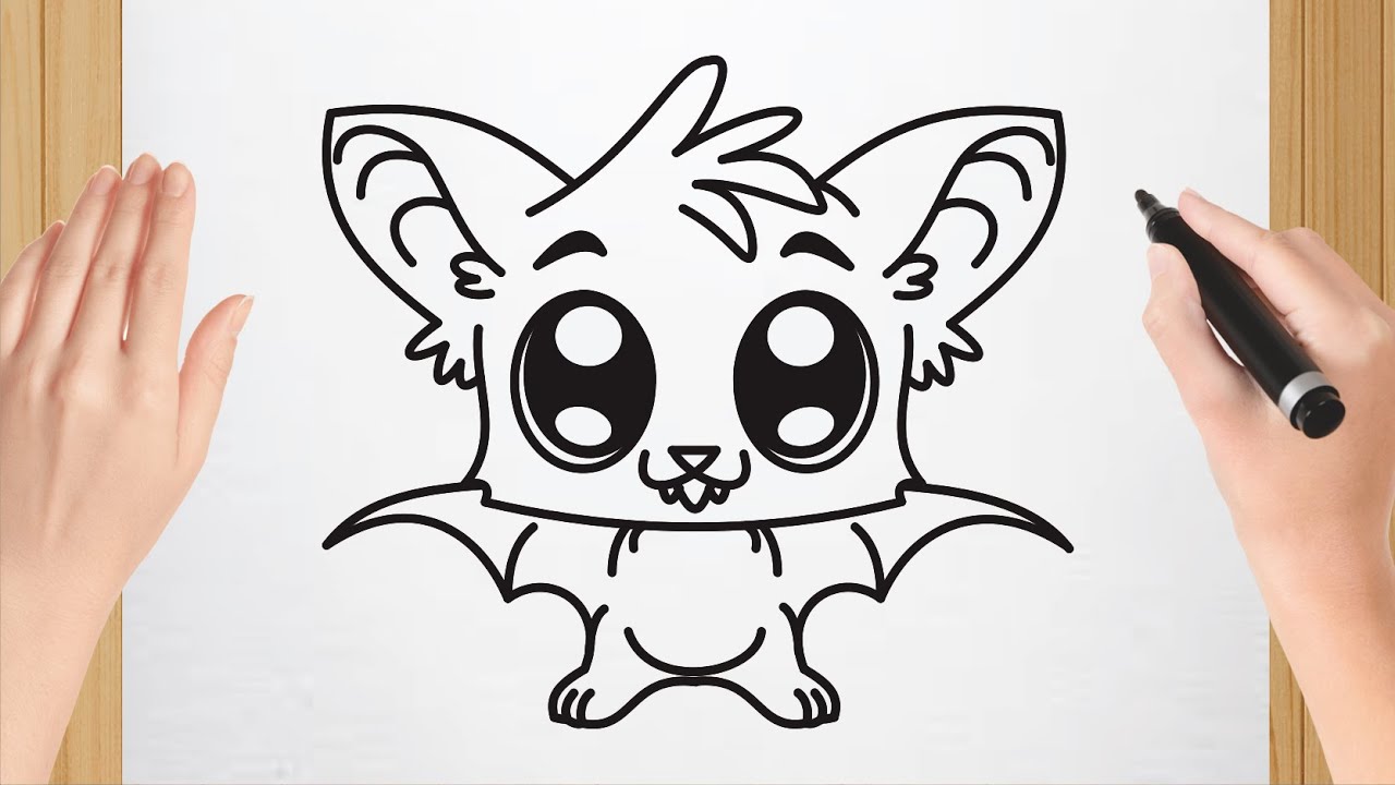 HOW TO DRAW CUTE BAT STEP BY STEP - YouTube