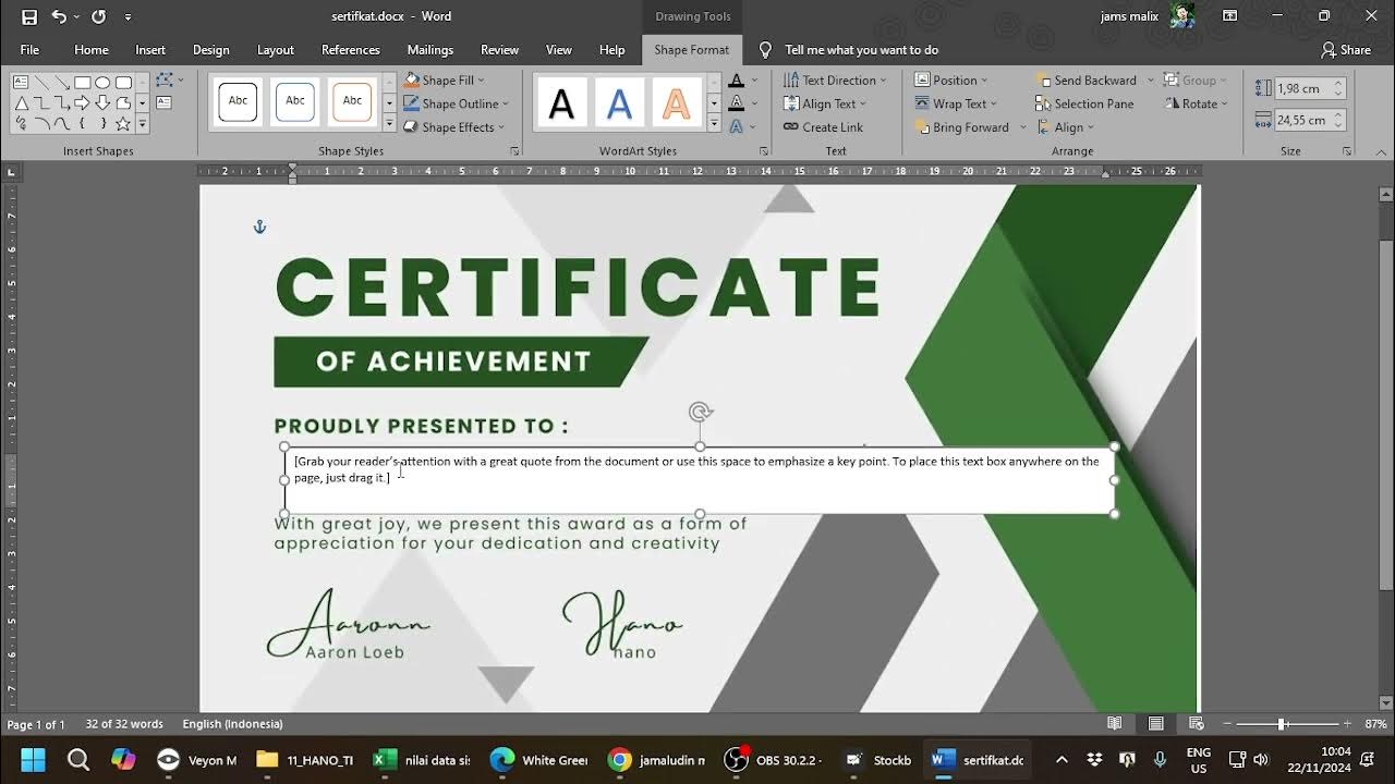 Cara Mudah Membuat Sertifikat dengan Canva, Word, dan Excel Menggunakan Mail Merge TKR2 - YouTube