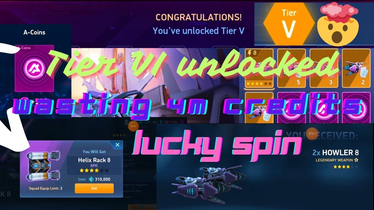 Mech Arena: Lucky Spin ,Wasting 4000000 Credits 500 A-coins + Rare ...