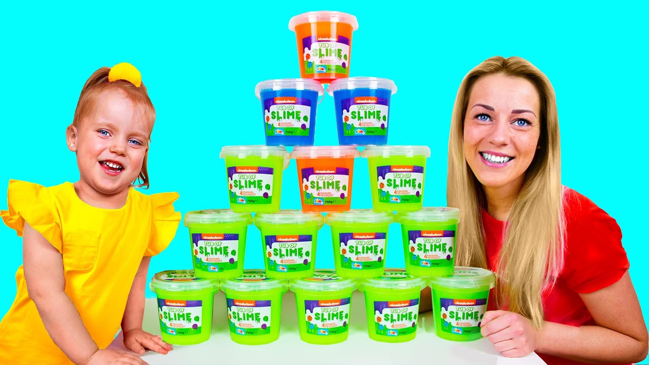 Haciendo SLIME GIGANTE | Alex y Gaby Montan en Caballo de Juguete - YouTube