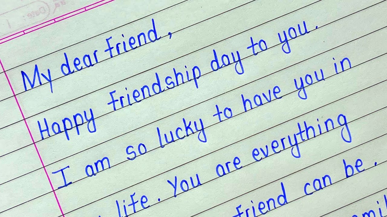 Friendship day message || Friendship day card writing || Message to ...