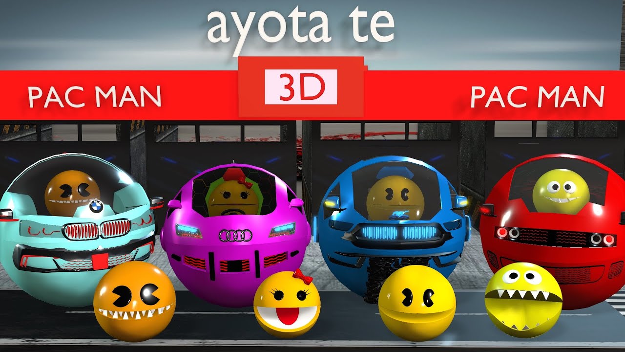 Pacman Fun and excitement among the Pacman in the racing circuit - YouTube