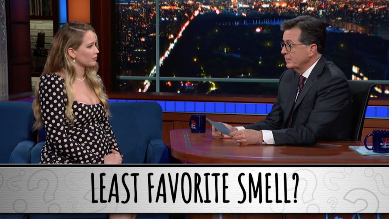 Jennifer Lawrence Takes The Colbert Questionert - YouTube