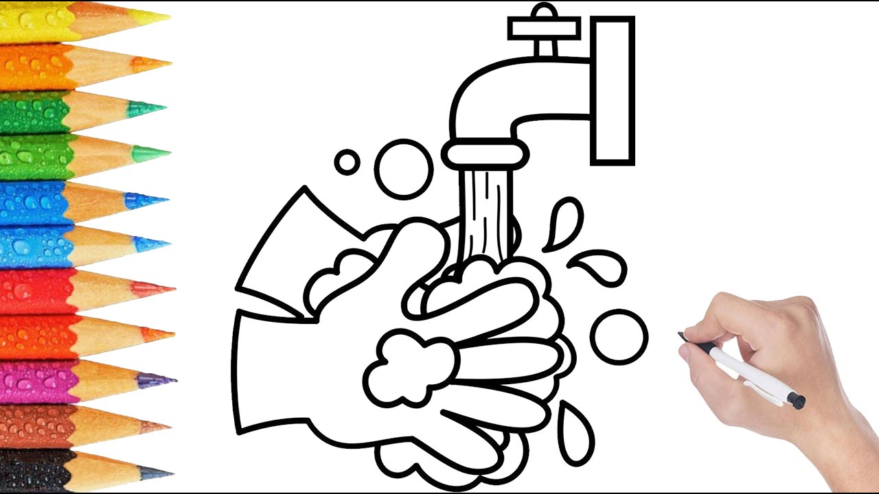 El Yıkama Resmi Çizim Ve Boyama, Lavabo Resmi Nasıl Çizilir, Sevimli ...