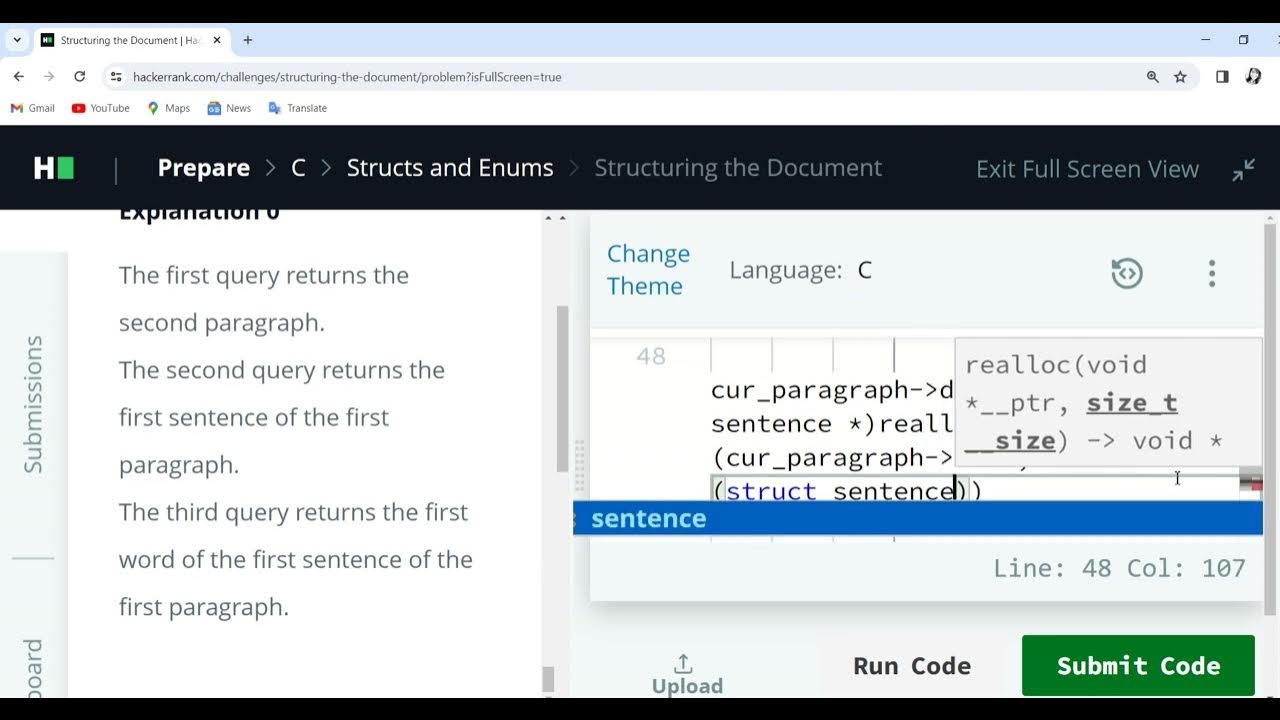 Hackerrank On c with Structuting the Document Part 3 - YouTube
