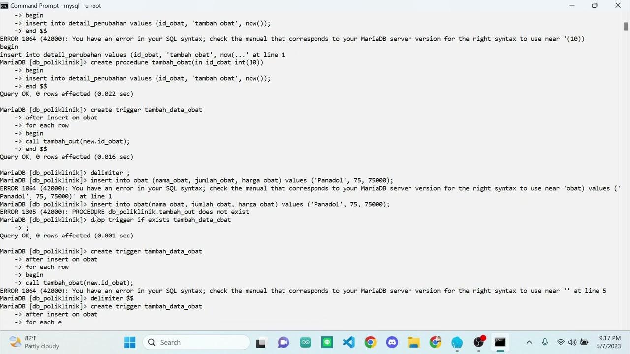 Trigger pada MySQL menggunakan CMD - YouTube