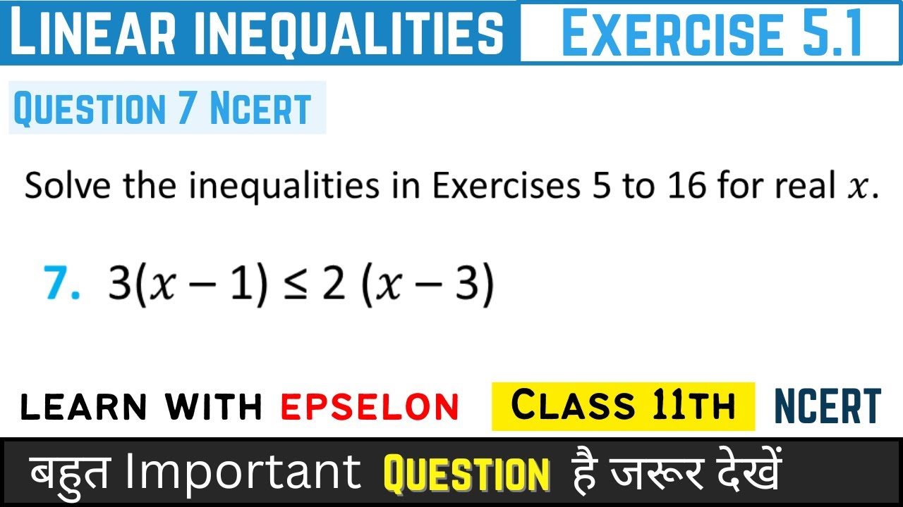 linear inequalities class 11 exercise 5.1 question 7 | ex 5.1 q7 class ...