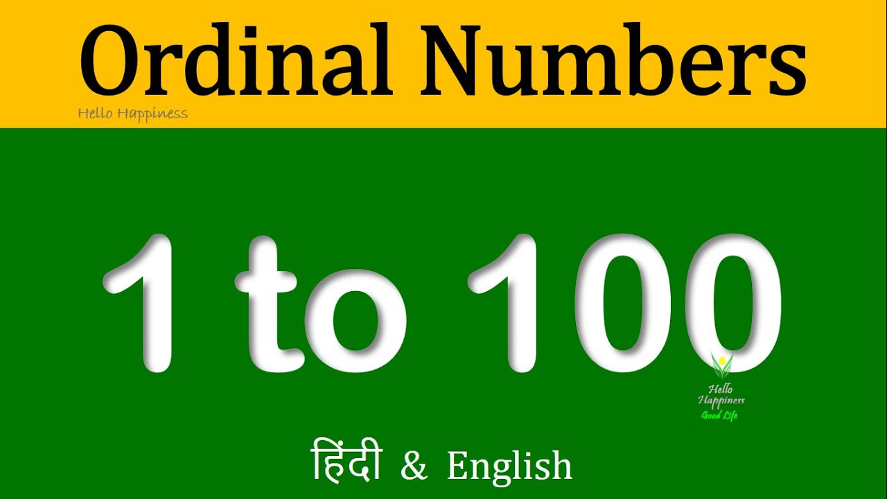Ordinal Numbers 1-100 , Ordinal Numbers in English & Hindi । Ordinal ...