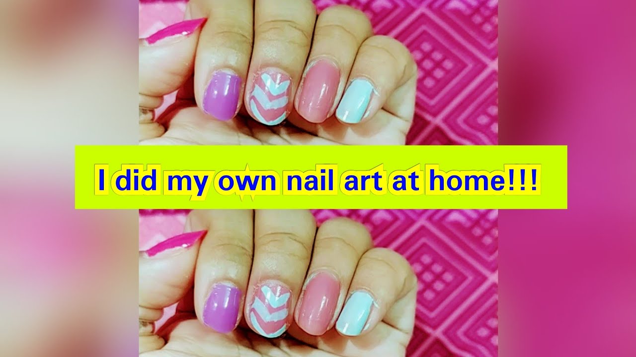 Summer nails| Simple, self done Nail Art at home!! - YouTube