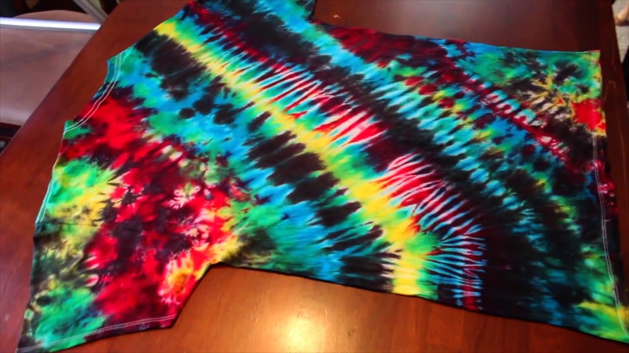 Diagonal Rainbow Stripes with Crumpled Ends | how to Tie Dye - YouTube