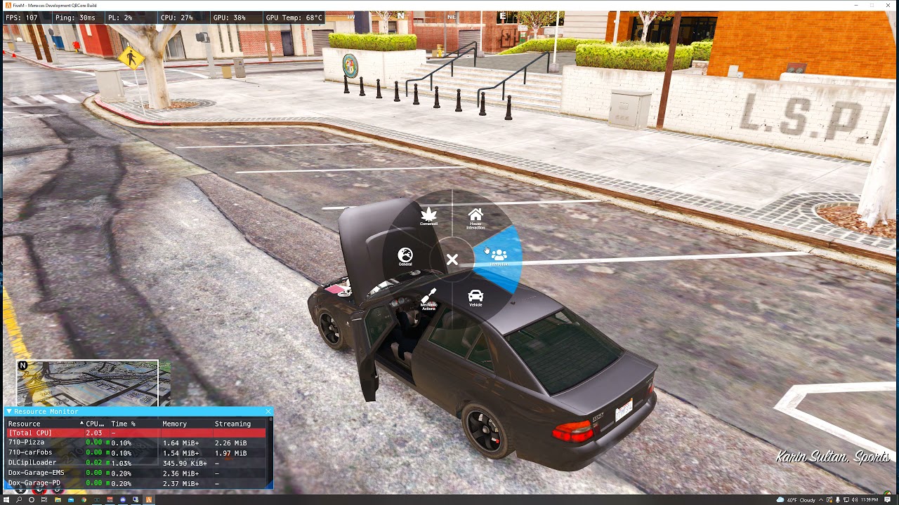 QBCore vehicle target, NP fueling, car menu & spike radial Testing ...